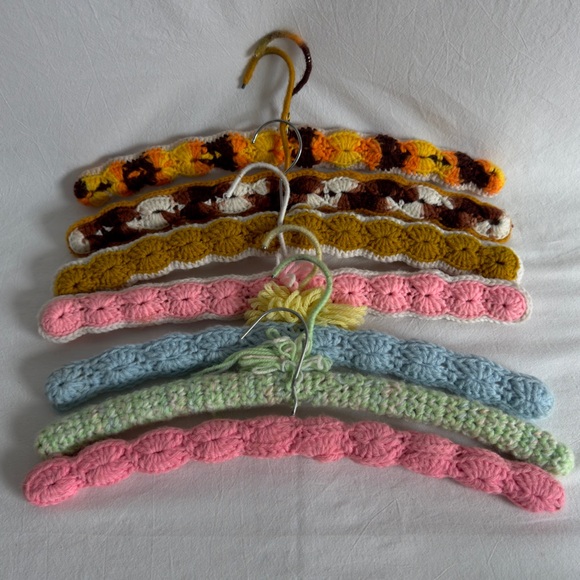 Storage & Organization | Vintage Yarn Crochet Covered Hangersincludes 7 ...